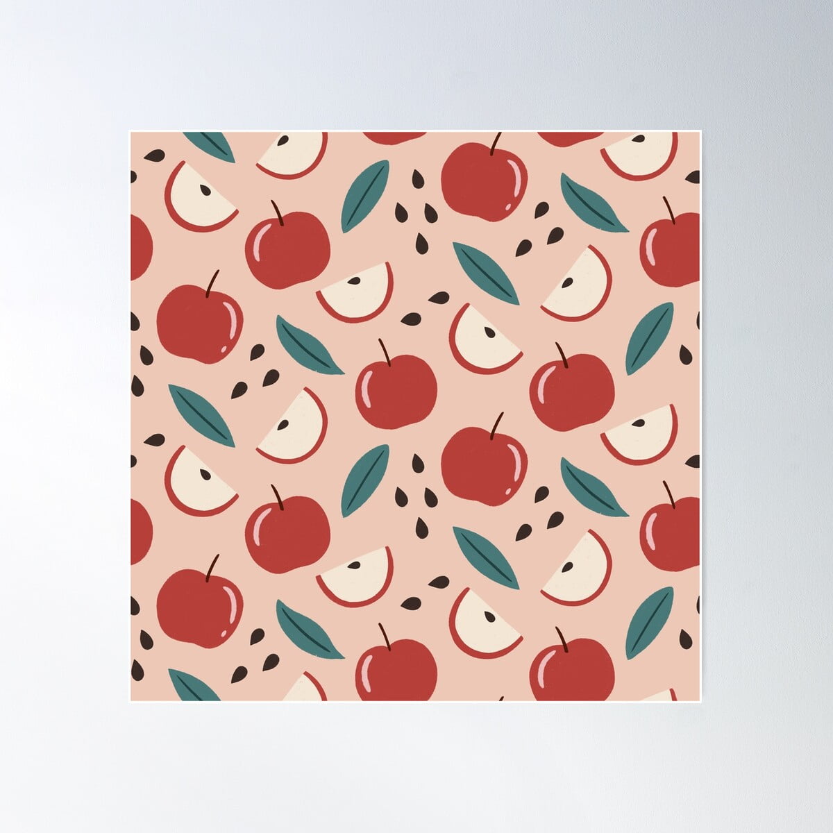 Apple Slice Pattern - Beige Poster Wall Art, Modern Wall Decor For ...