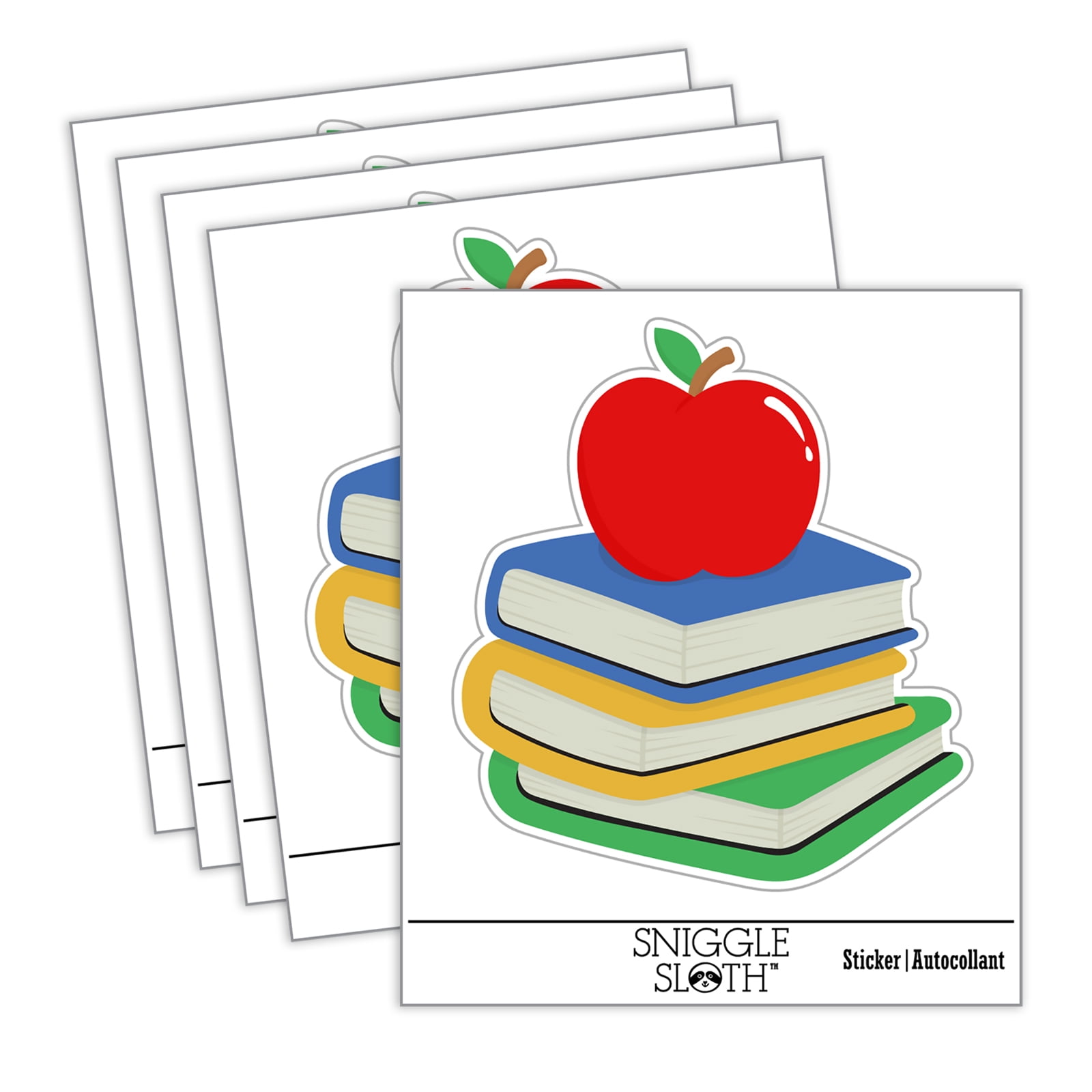 Apple on Stack of Books Reading Library Teacher Car Window Bumper Water ...
