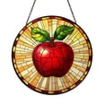 Apple Stained Glass Suncatcher – Red Fruit Window Hanging for Kitchen ...