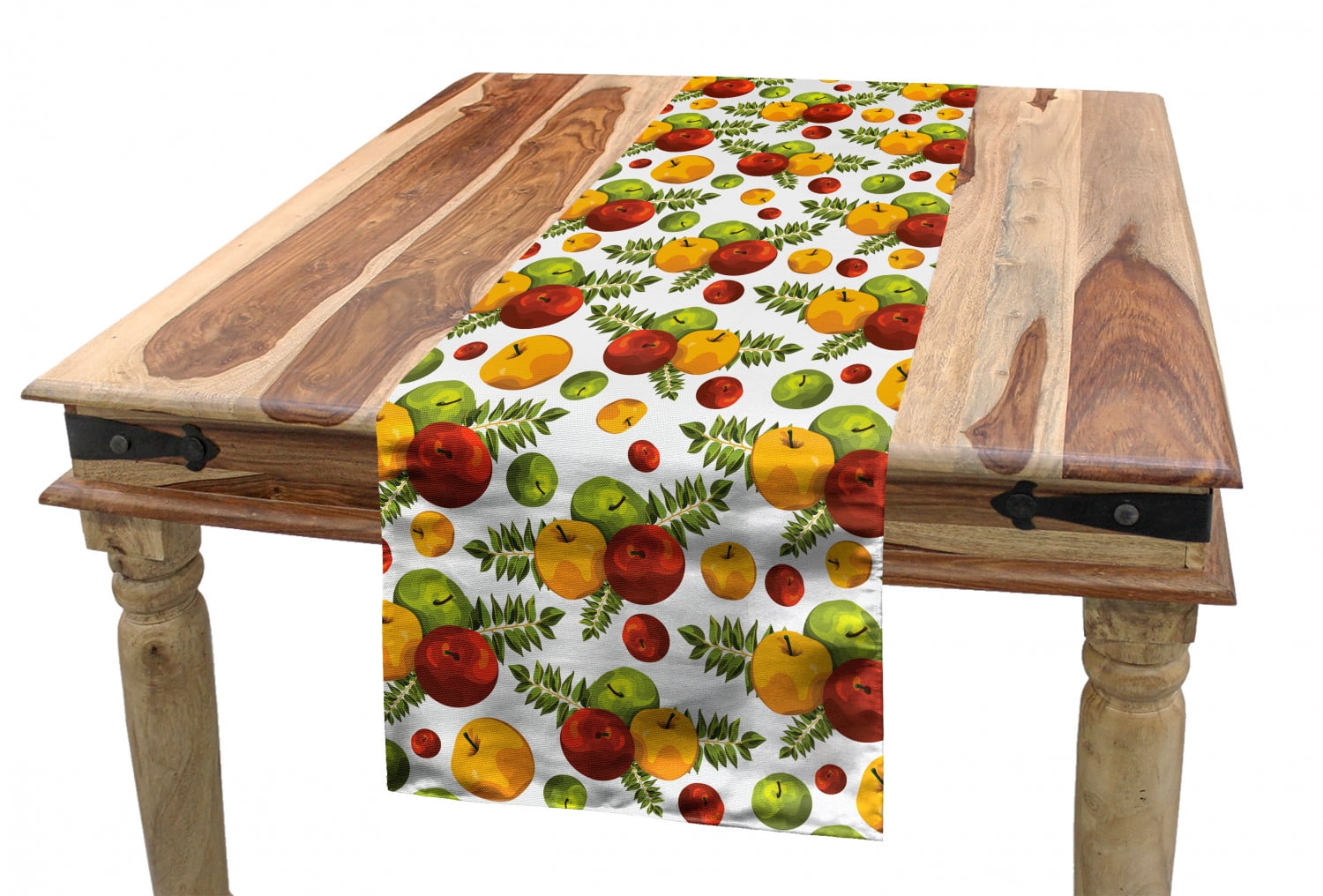 Apple Table Runner, Apple Harvest Theme with Fruit and Leaves Autumn ...