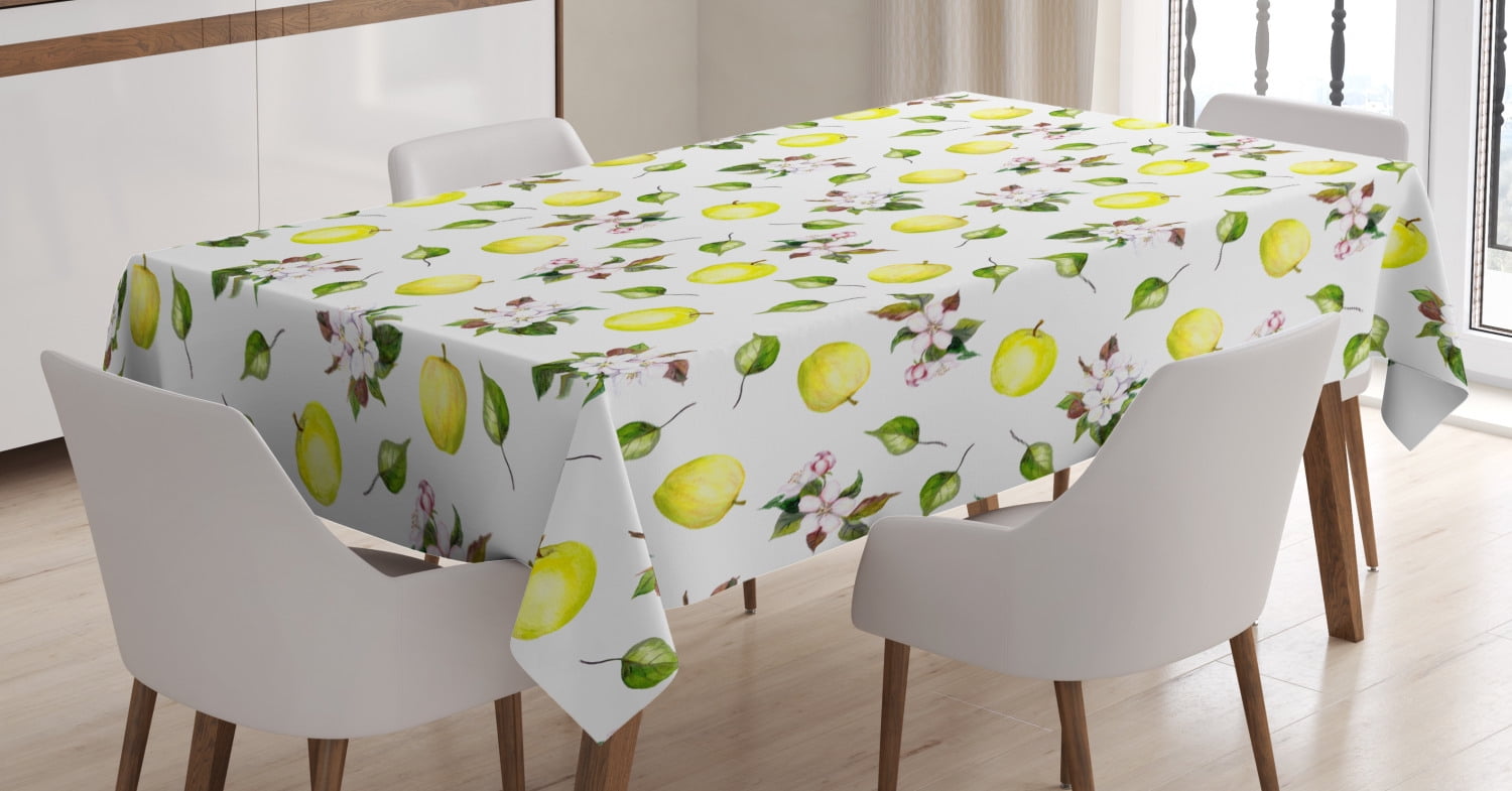 Apple Tablecloth, Floral Design Aquarelle Paint Style Apple Cherry ...