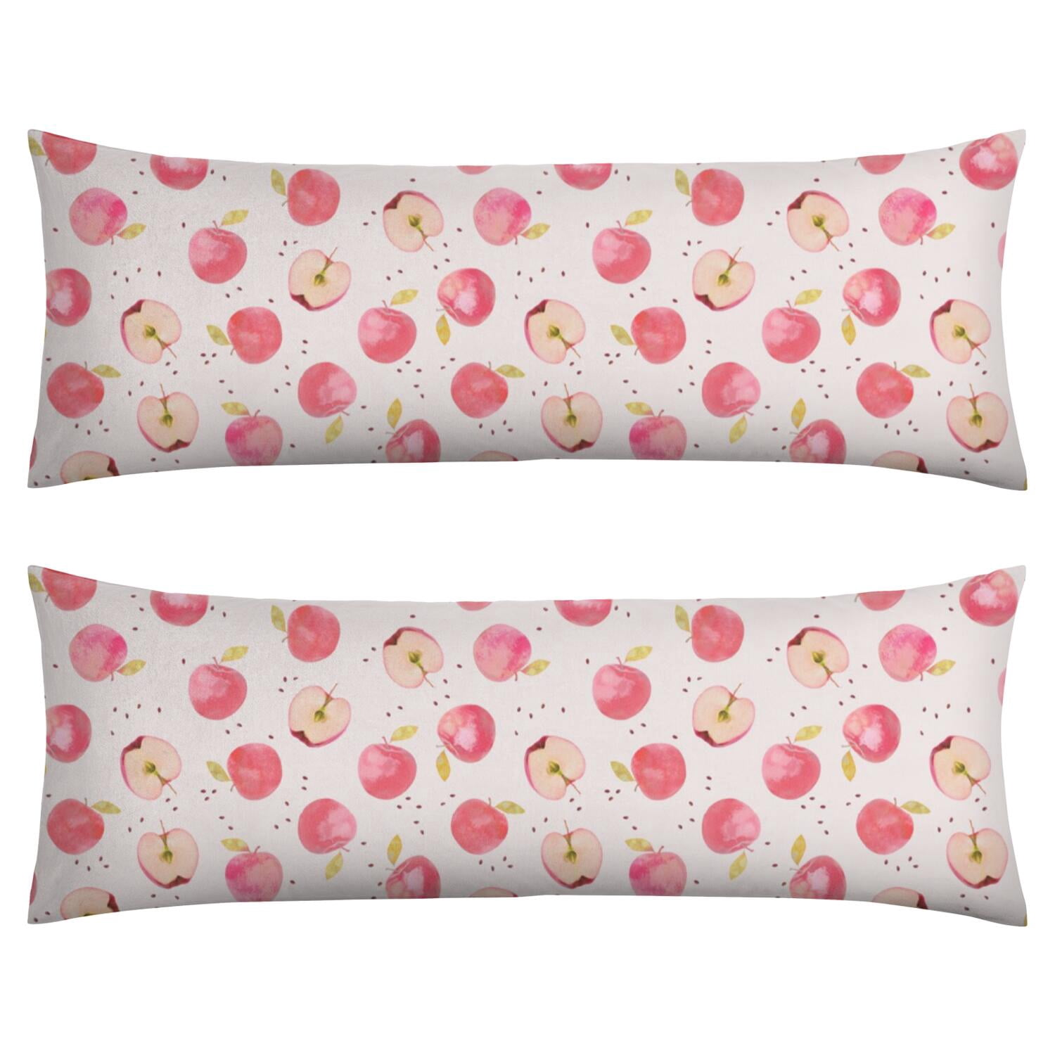 Apple Throw Pillow Cover Classic Red & Green Fruit Pattern, Cute Kawaii ...