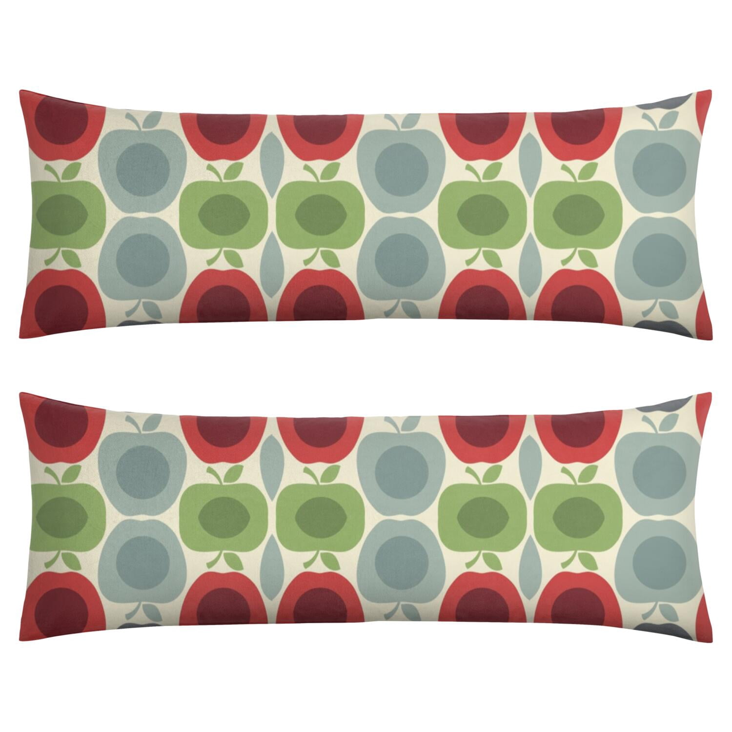 Apple Throw Pillow Cover Classic Red & Green Fruit Pattern, Cute Kawaii ...