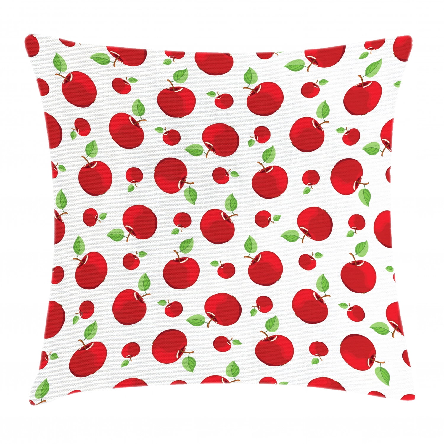 Apple Throw Pillow Cushion Cover, Vivid Colored Cartoon Style Ripe Red ...