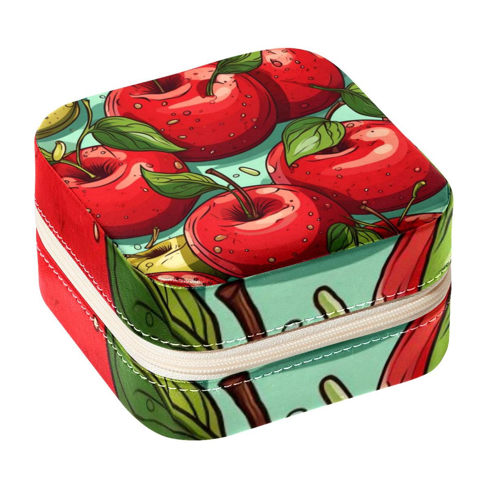 Apple Travel Portable Square Jewelry Box Organizer Earring Necklace ...