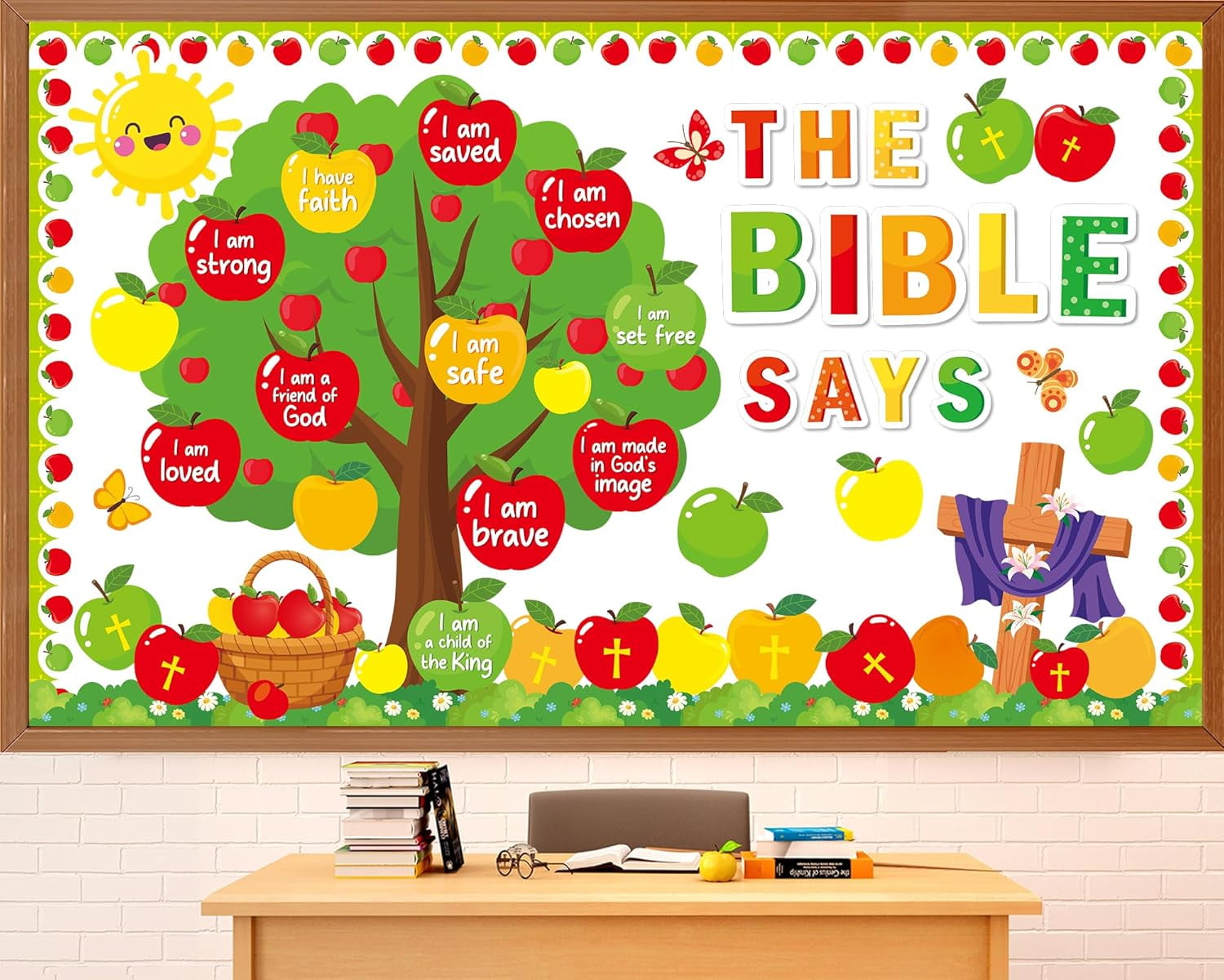 Apple Tree Christian Bulletin Board Decorations Set Fall Religious ...