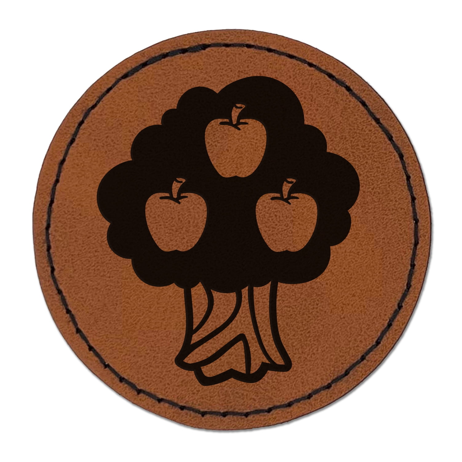 Apple Tree Fall Autumn 2.5" Faux Leather Round Engraved Iron-On Patch ...