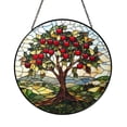 Apple Tree Scene Round Suncatcher – Stained Glass Style Nature Window ...