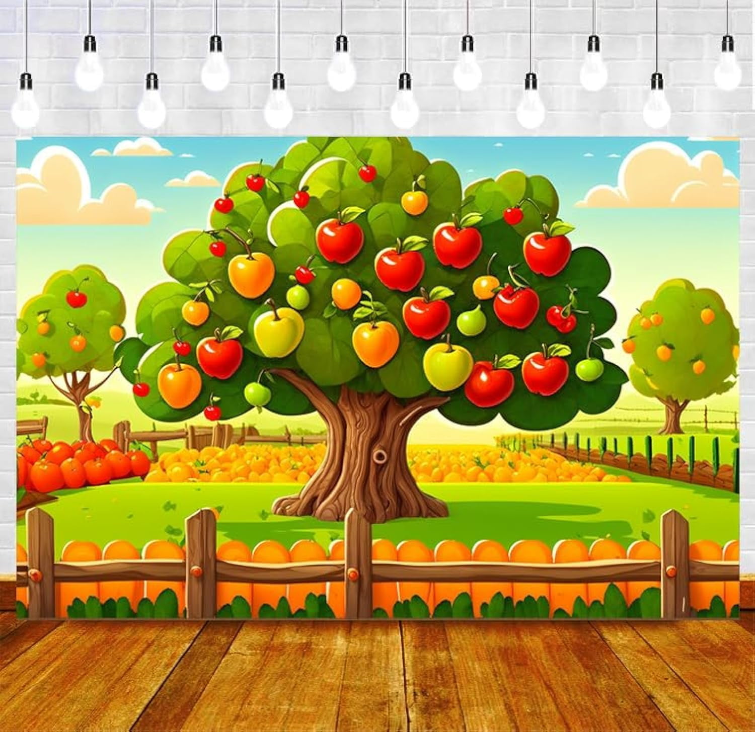 Apple Tree Theme Backdrop Happy Children's Birthday Party Cartoon ...