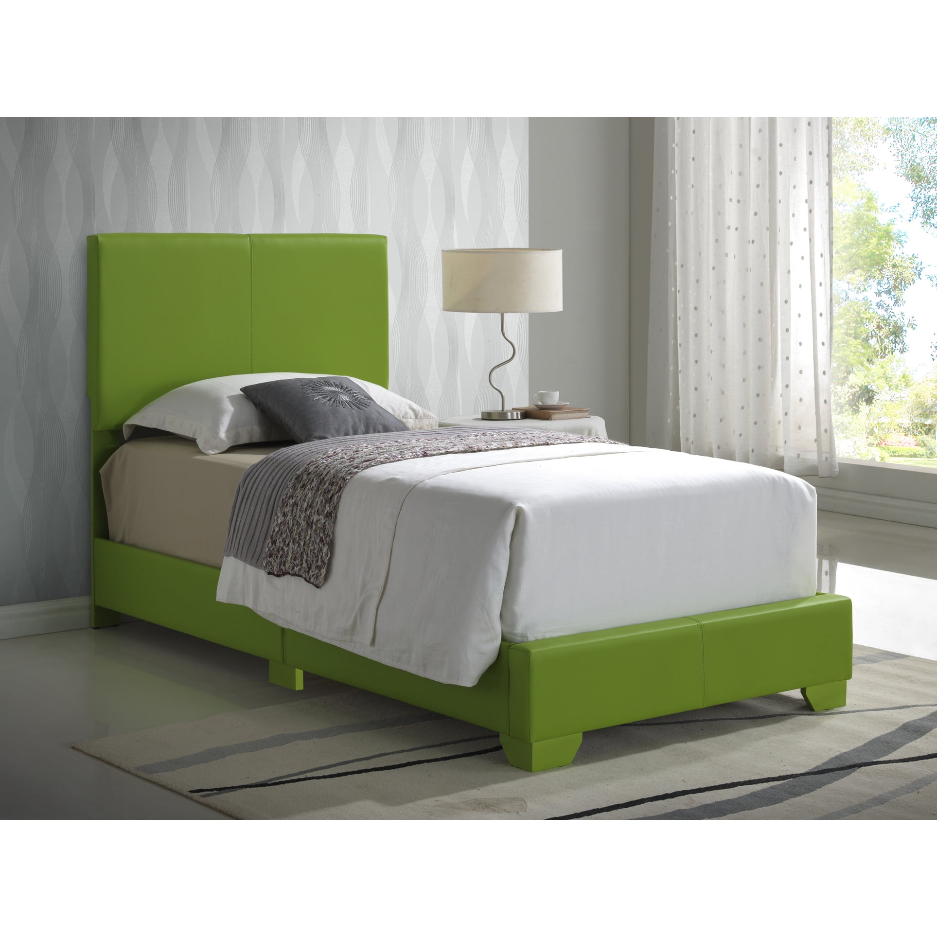 Apple Twin Size Bed, 47" H X 41" W 81" D, Faux Leather Upholstery, Fits ...
