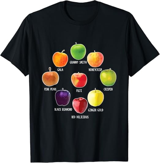 Apple Varieties Cool Apples Fruit Realistic Apples T-Shirt - Walmart.com