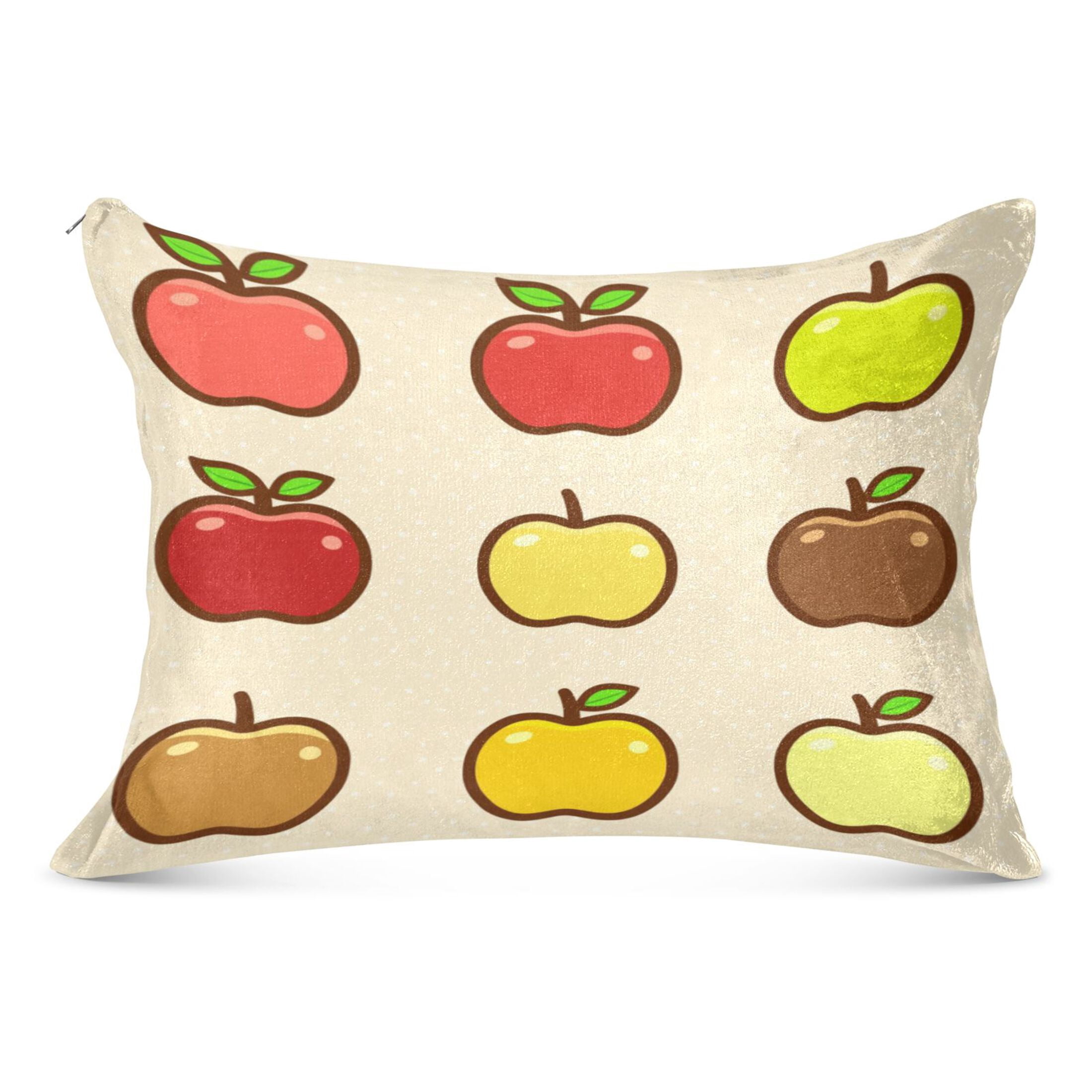 Apple Variety Pattern 20x40" Plush Pillow Case, Zippered Bed Pillow ...