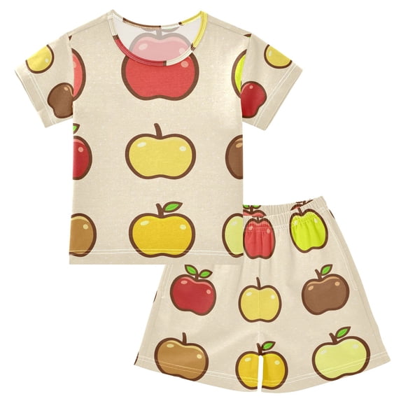 Apple Variety Pattern Summer Pajama Set Soft Cotton Short Sleeve ...