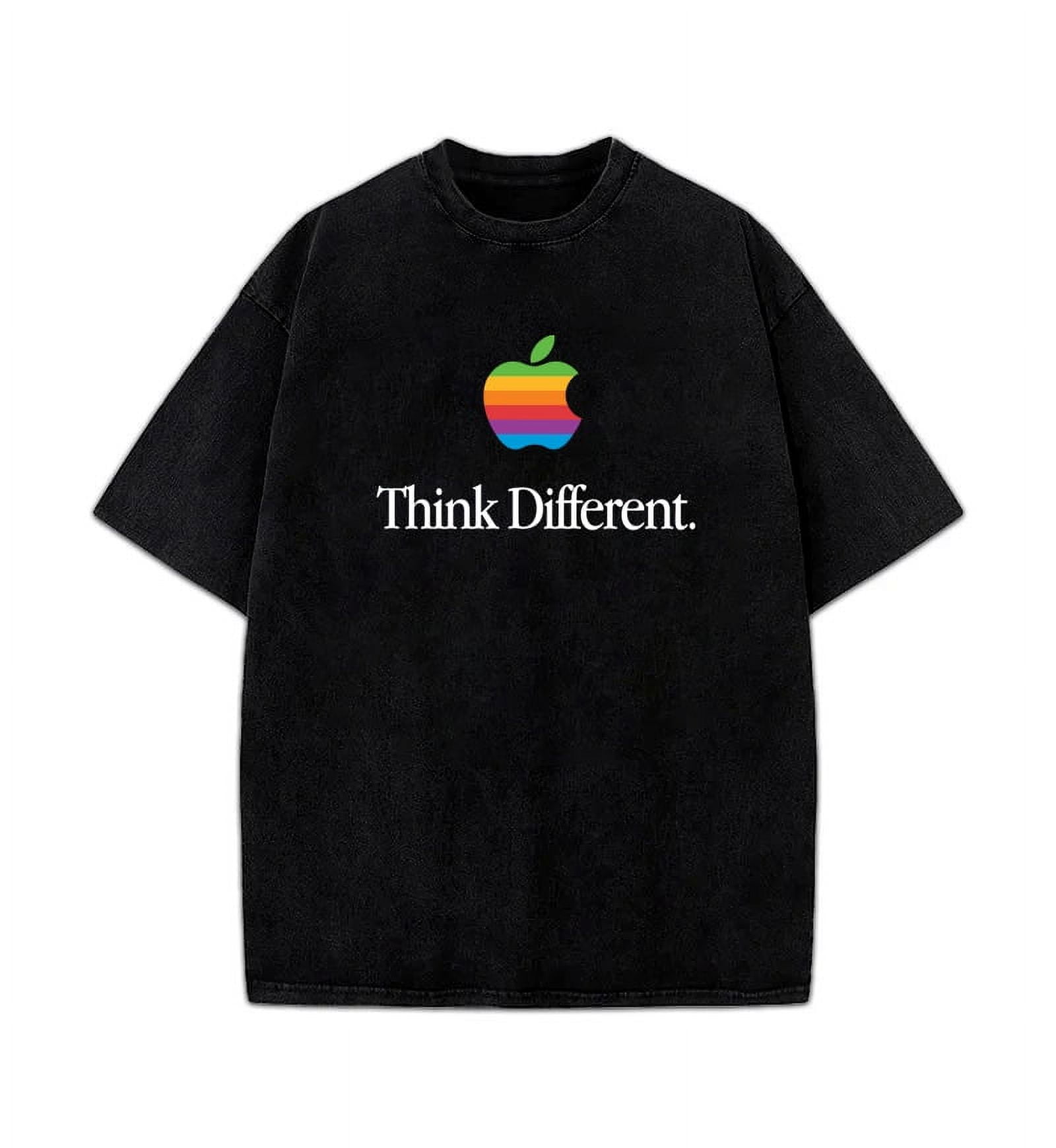 Apple Vintage Logo Think Different Slogan Funny Graphic Design T-Shirt ...