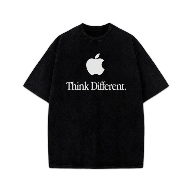 Apple Vintage White Logo Think Different Slogan Funny Graphic Design T ...