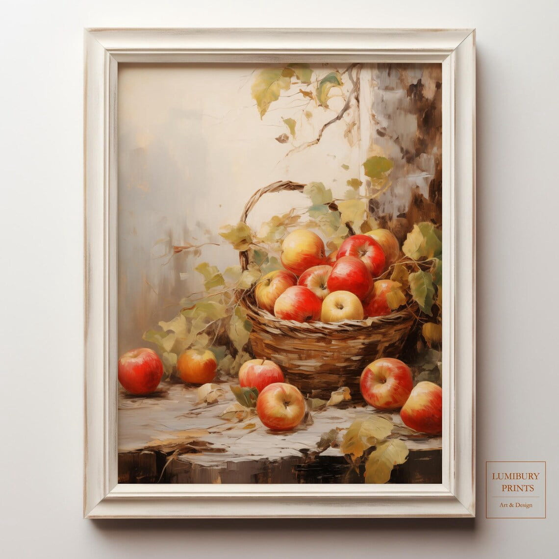 Apple Wall Art, Fruit Basket Print, Vintage Apple Wall Decor, Rustic ...