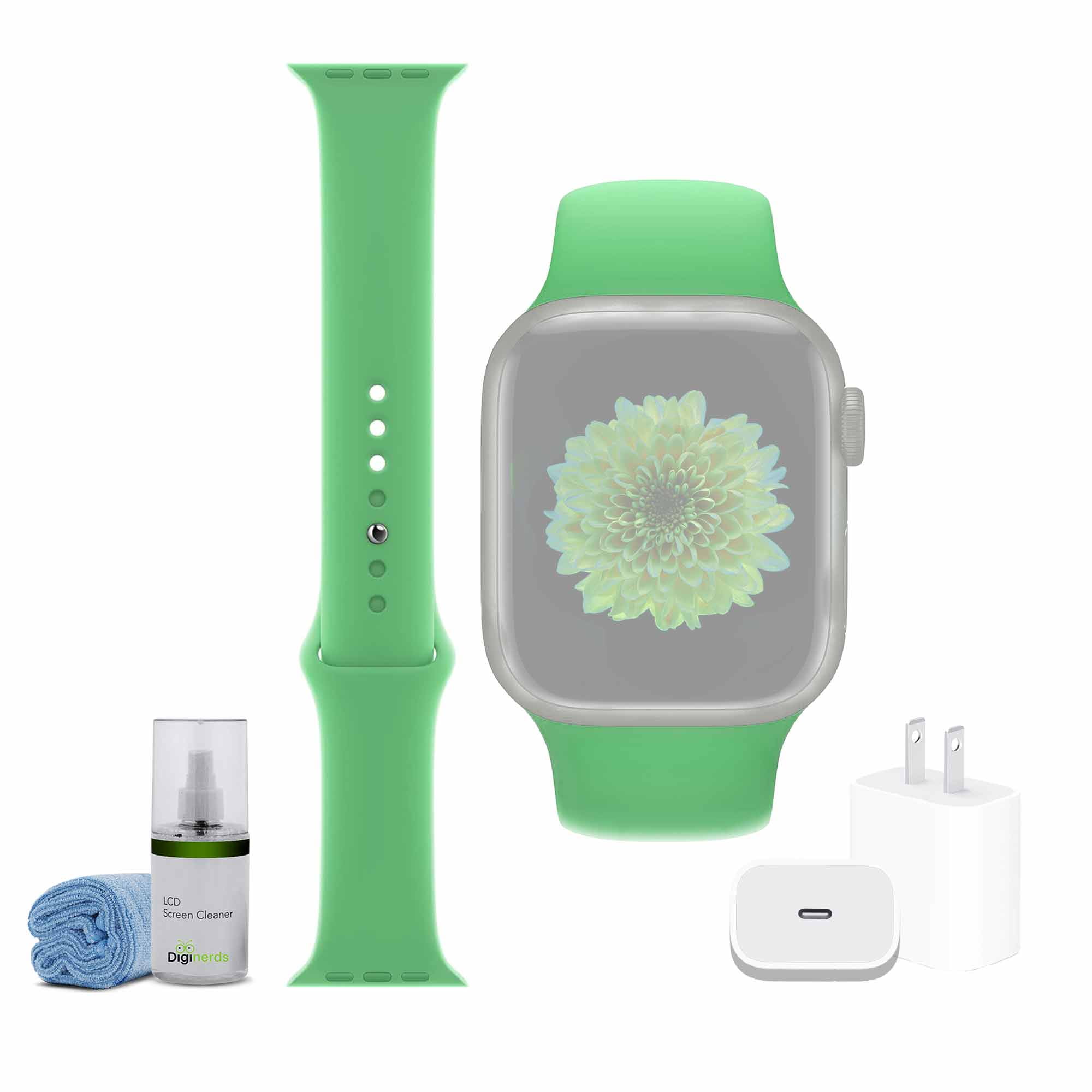 Apple Watch Bright Green Sport Band 41mm Bundle with Cleaning Kit and ...