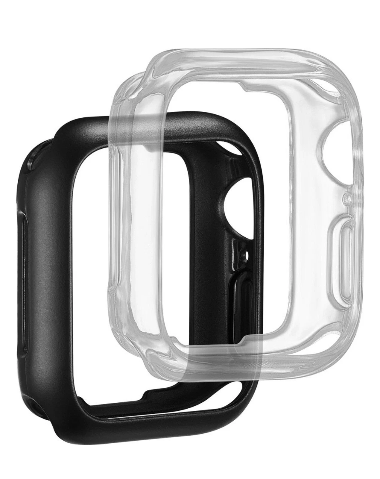 Apple Watch Bumper Case 41Mm 2-Pack Black Clear Plastic Silicone Series ...