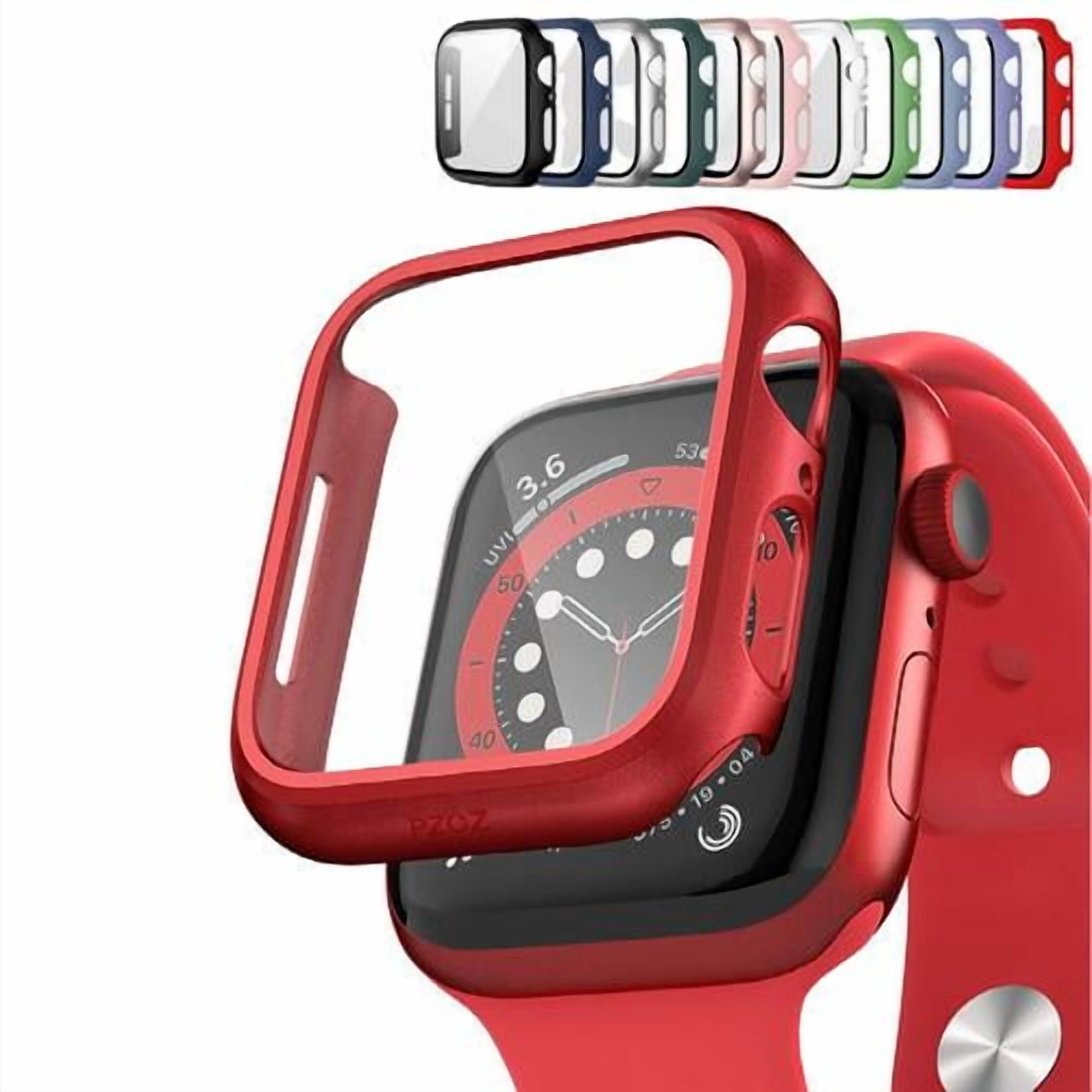 Entronix Apple Watch Case 44mm, Tempered Glass Screen Protector, Full ...