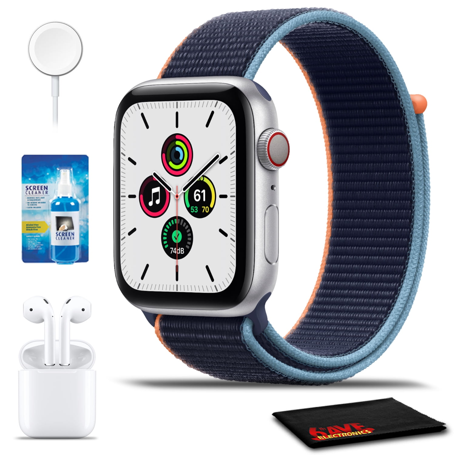 Open Box Apple Watch SE (GPS + Cellular, 44mm, Silver/Deep Navy Sport ...