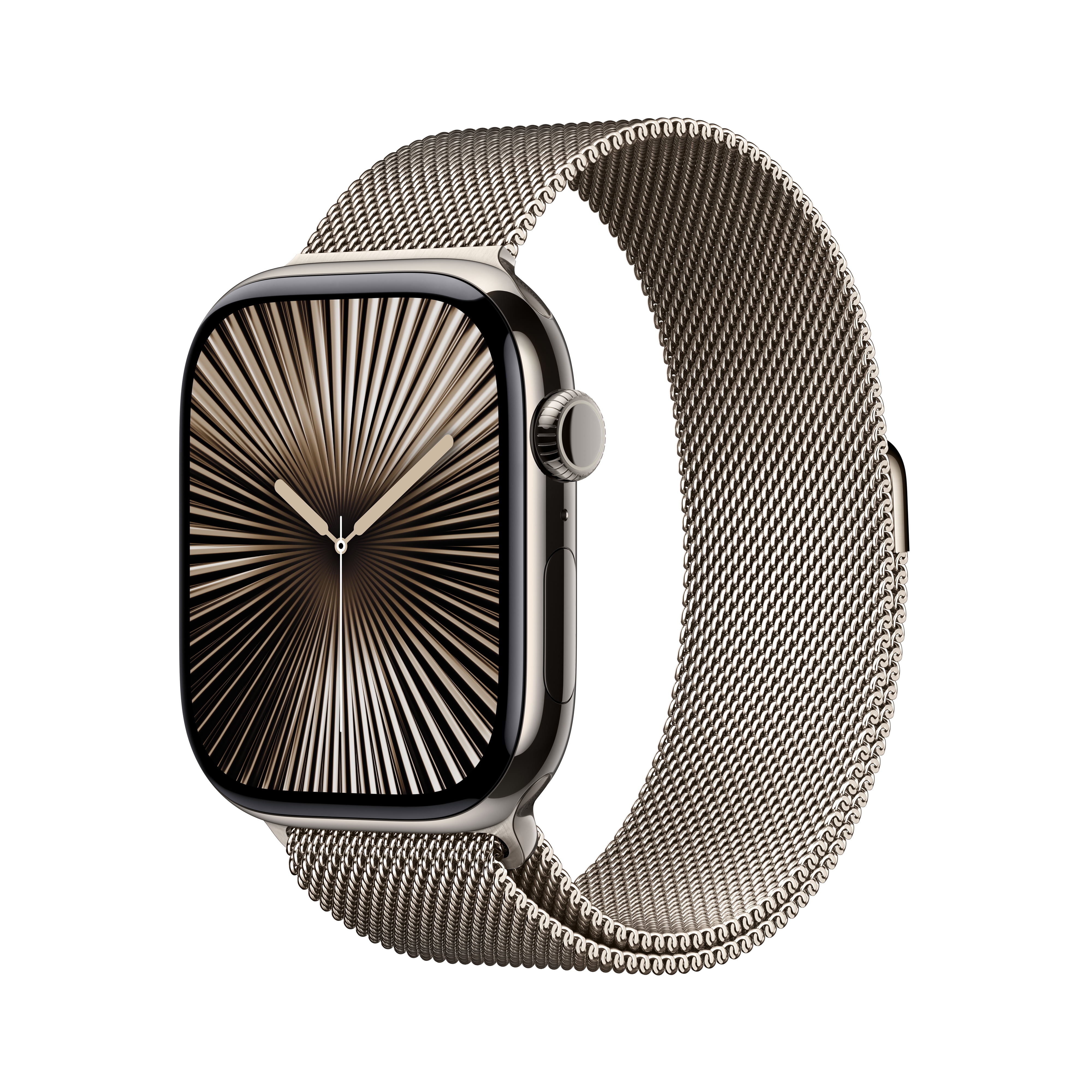 Apple Watch Series 10 GPS + Cellular 46mm Natural Titanium Case with Natural Milanese Loop - M/L ...