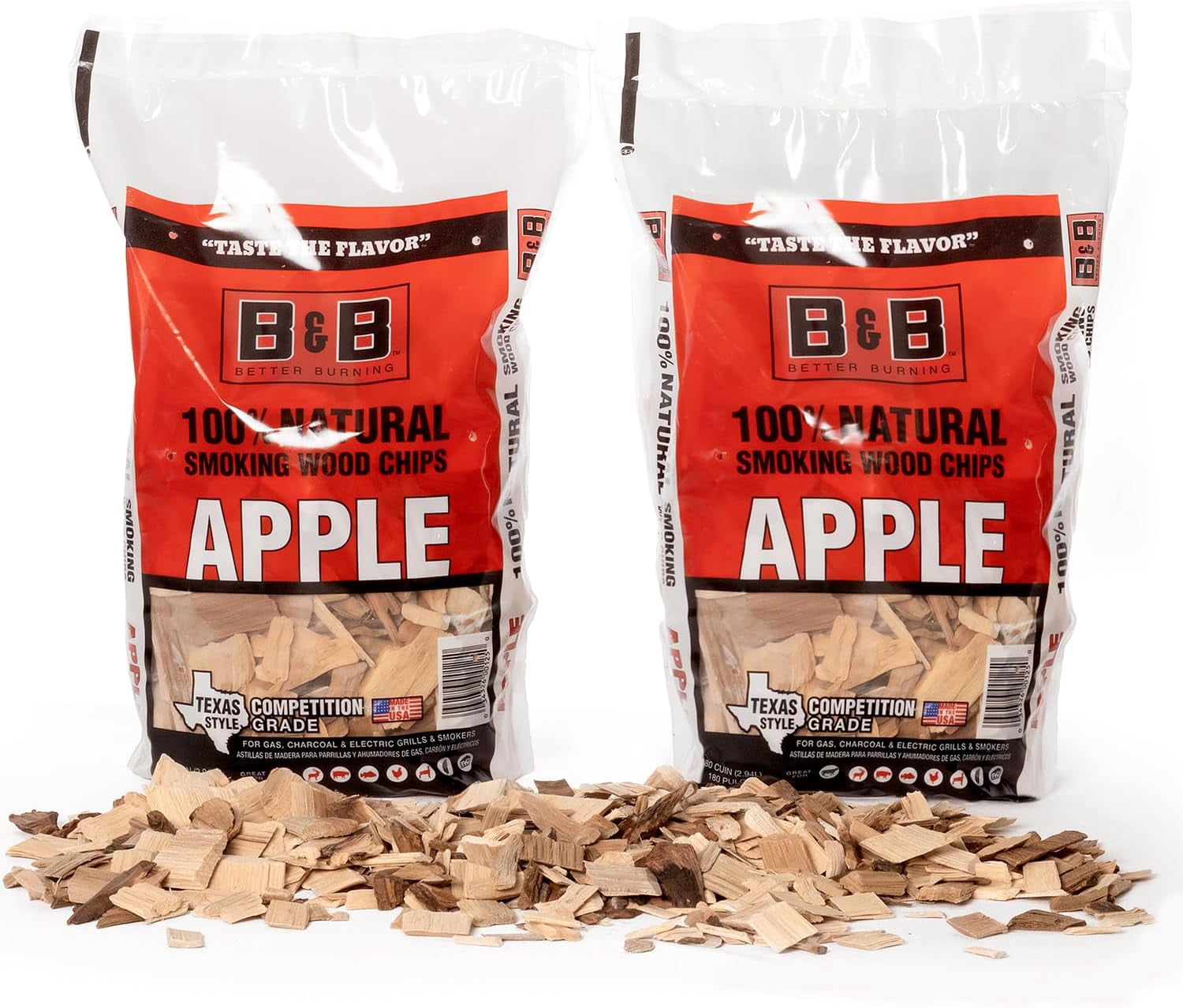 Apple Wood Chips for Smoker, All-Natural Smoking Wood Chips, 180 Cu In ...