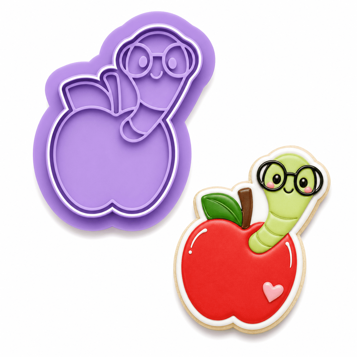 Apple Worm Cookie Cutter & Stamp – Cute Teacher Apple Cookie Cutter ...