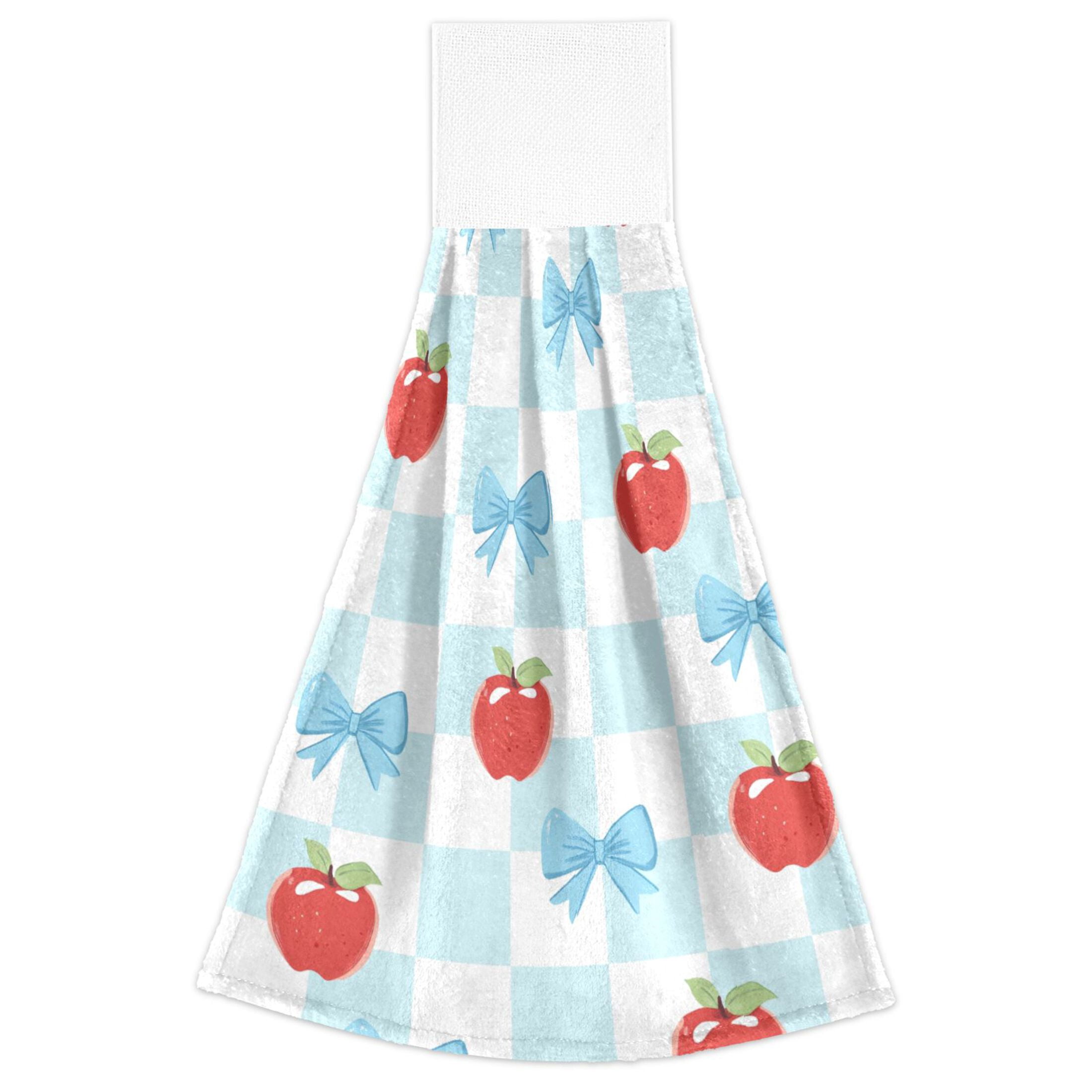 Apple and Bow Pattern Hand Towels 2 Pack Quick Dry Velvet Soft with ...
