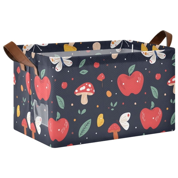 Apple and Butterfly Pattern Collapsible Storage Bin Open Home Shelf ...