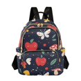 Apple and Butterfly Pattern Fashion Backpack Quilted Lightweight Women ...
