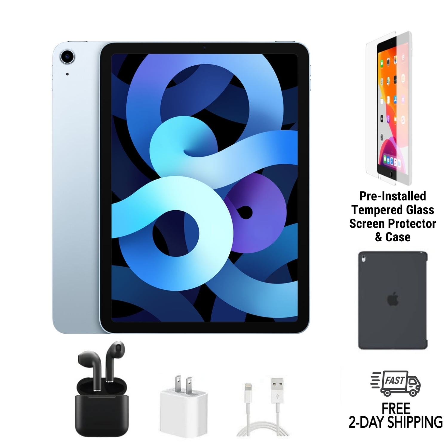 Pre-Owned Apple iPad Air 4 A2316 (WiFi) 256GB Sky Blue Bundle with Case ...