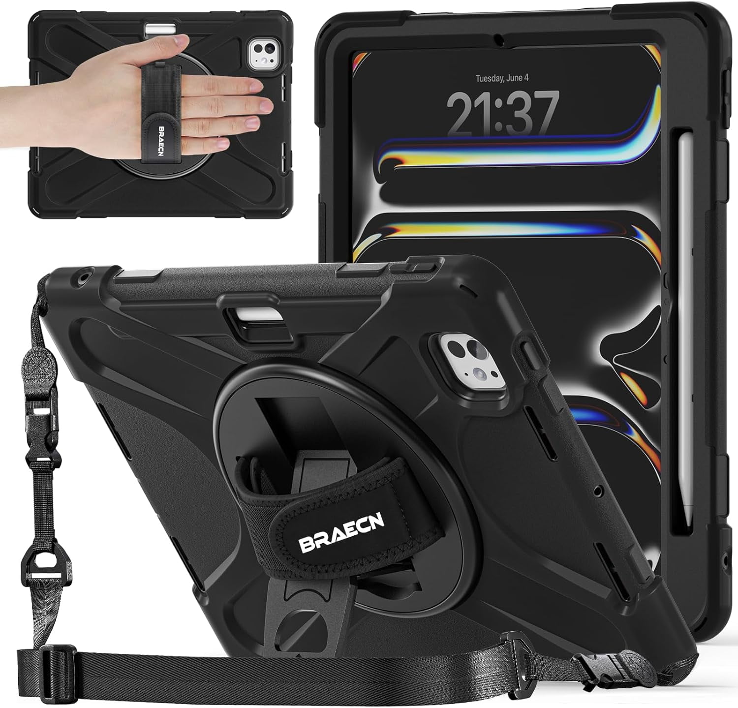 for Apple iPad Pro 11 inch Case 2024 M4 (5th Gen) with Pencil Holder ...