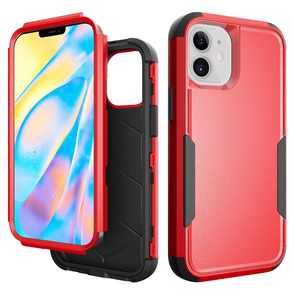 Apple iPhone 12 Heavy Duty Defender Case, YIQIMAI Hybrid Rugged Dual Layer Shockproof Cover for ...