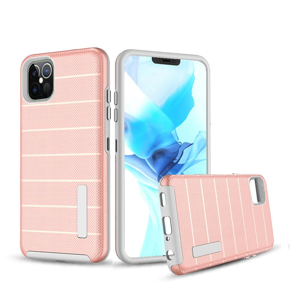 Apple iPhone 12 Mini (5.4") Case Hybrid Tuff Armor Stripes Rugged ...