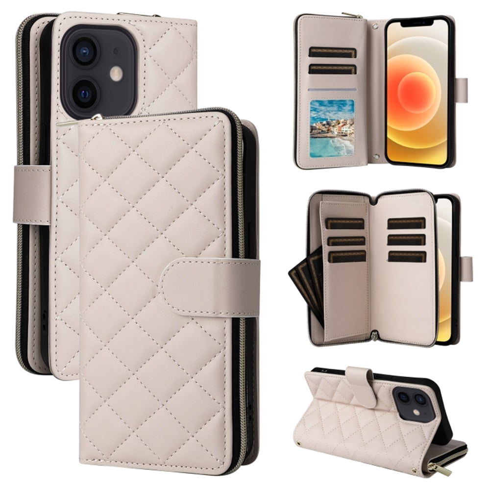 For Apple iPhone 12 mini Wallet Case Magnetic Flip Cover 9-Card Slots ...