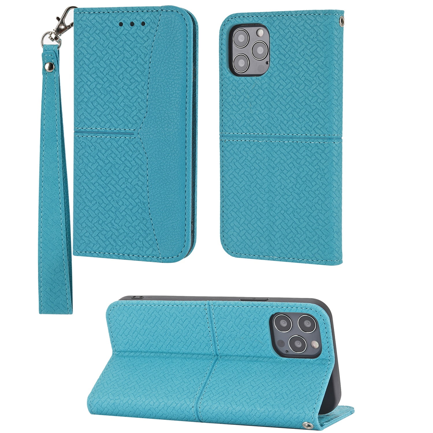 Apple iPhone 13 Pro Max 2021 Case 6.7" with Wristlet Strap Card Holder Slim Lightweight Magnetic ...