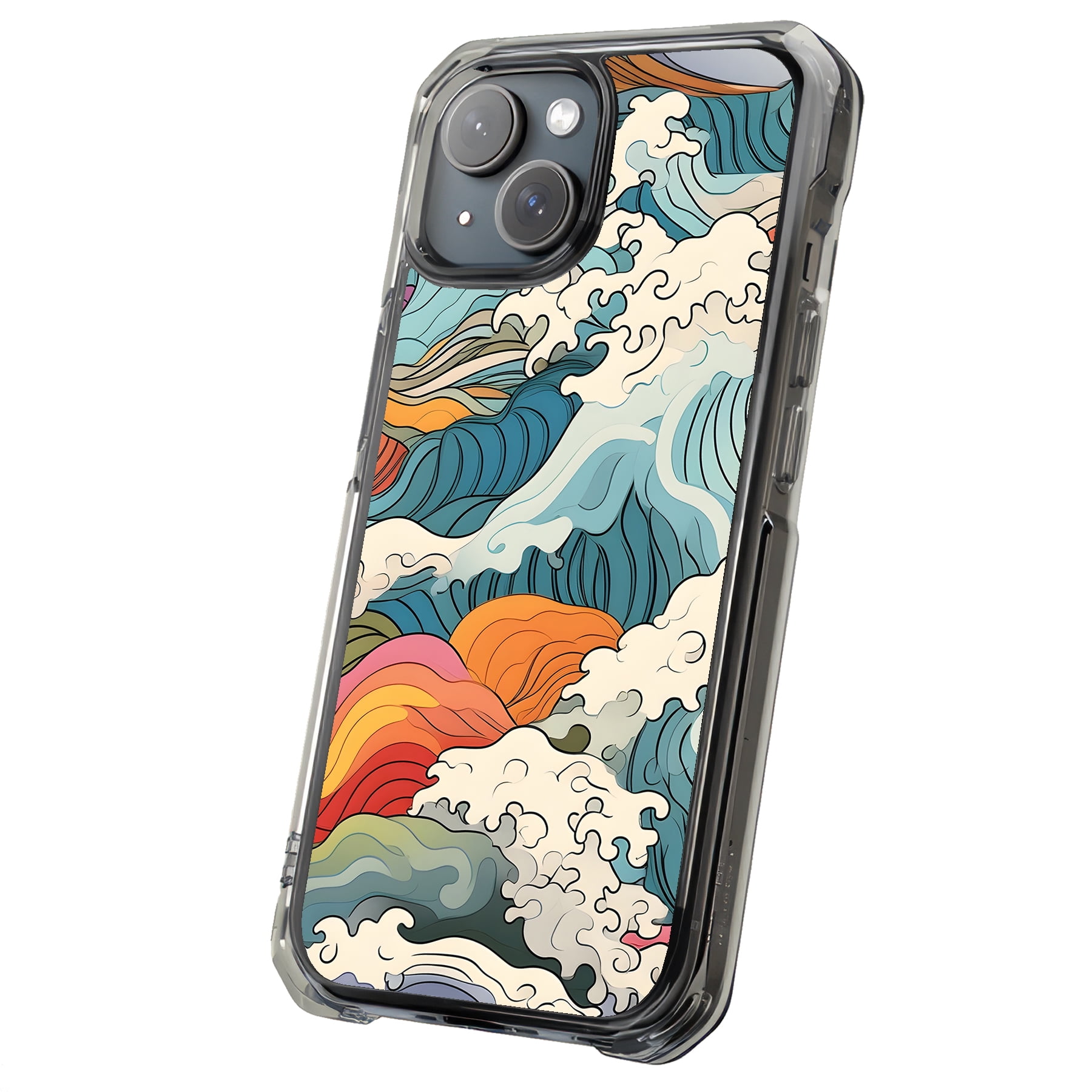 For Apple iPhone 13 Pro Max, MagSafe Rugged Case, Japanese Wave 2 Print ...