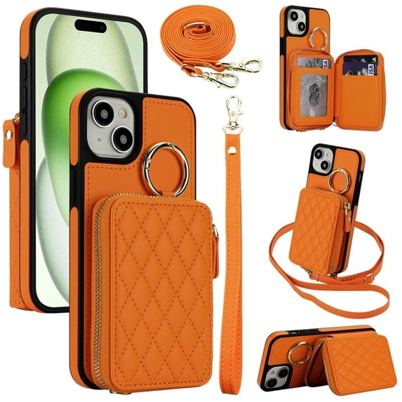 For Apple iPhone 14 Plus / 15 Plus RFID Blocking Wallet Case Magnetic ...