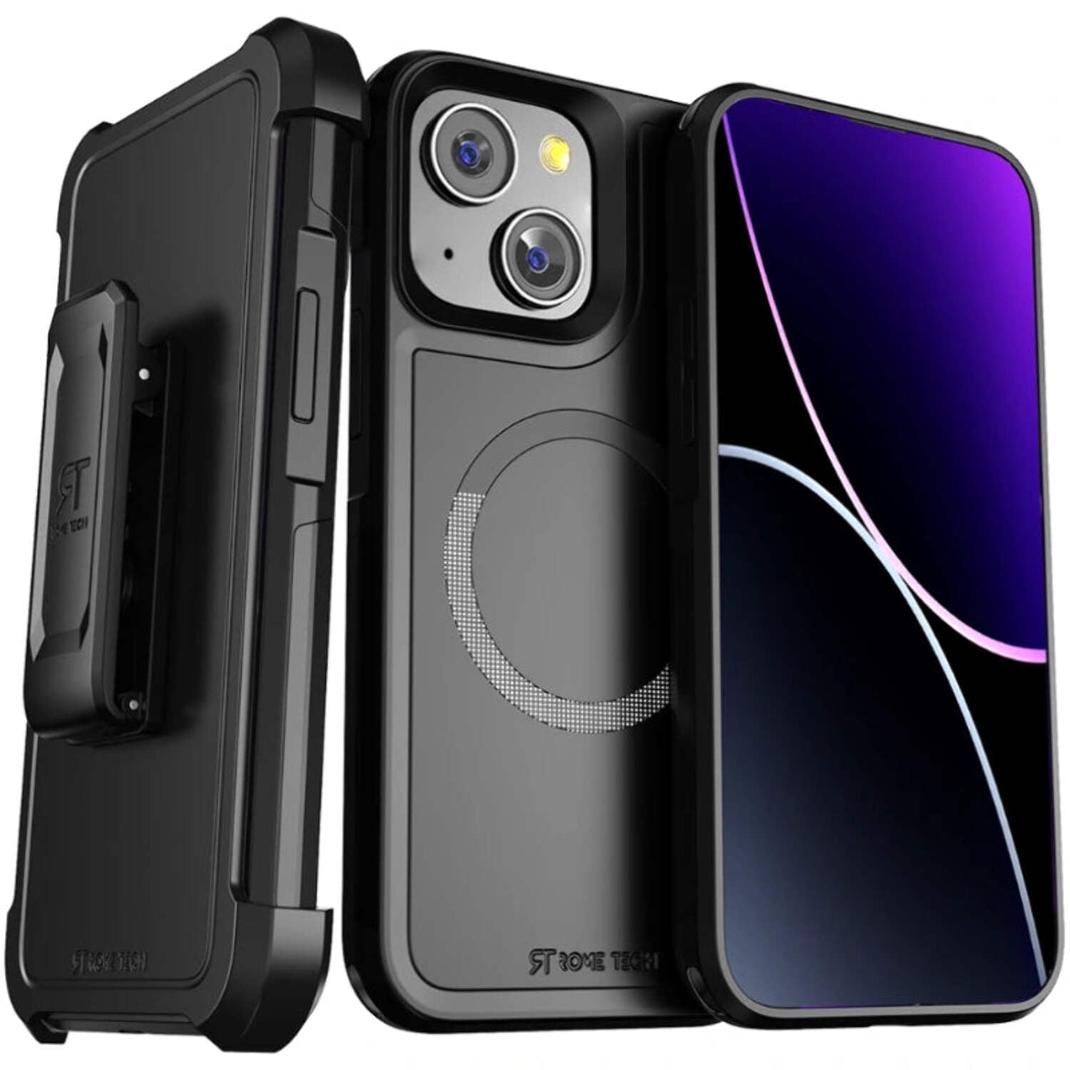 Rome Tech for Apple iPhone 15 (2023) Rugged Dual-Layer Holster Case w ...