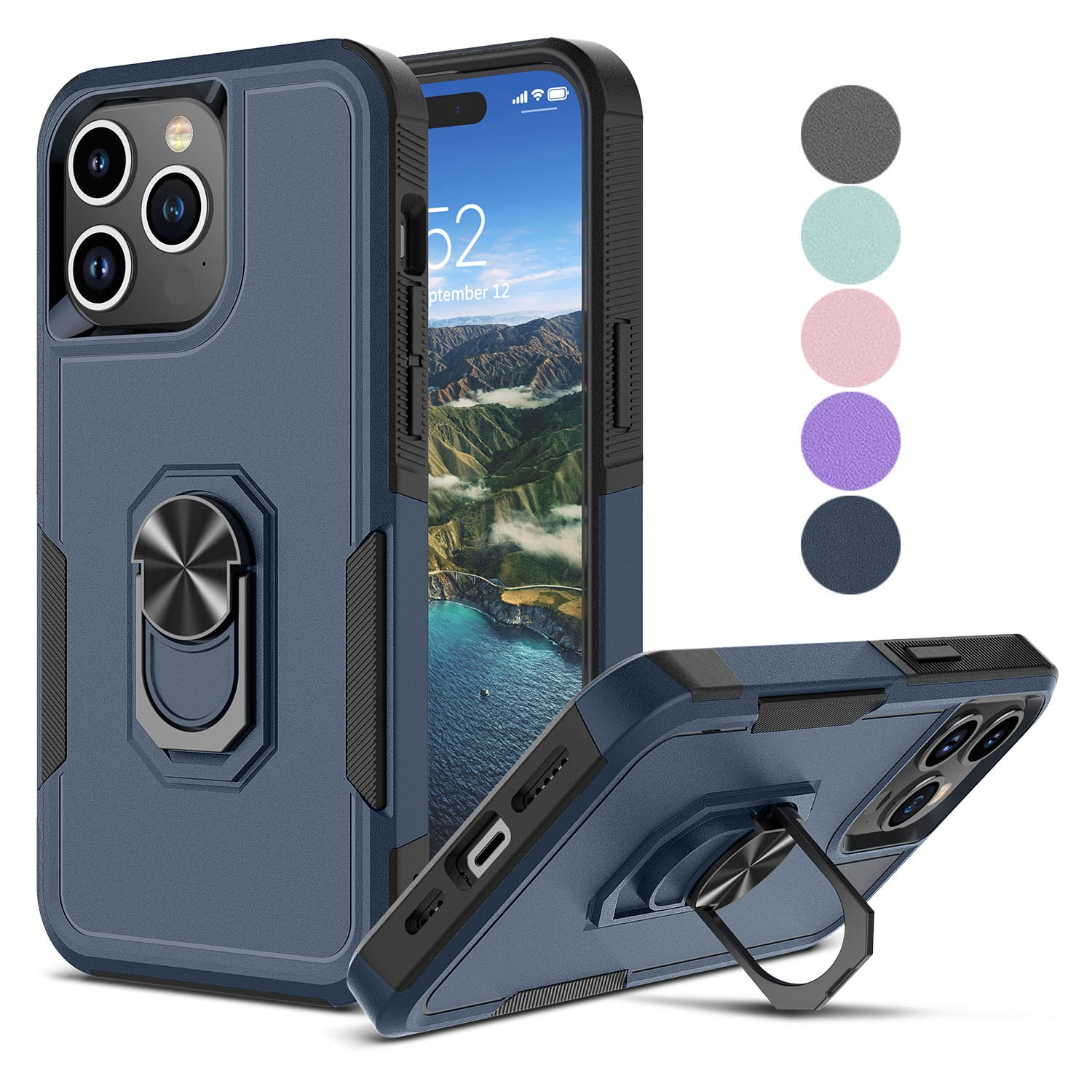 Tekcoo iPhone 15 2023 Drop Protection Hybrid Dual Layer Rubber 2-in-1 ...