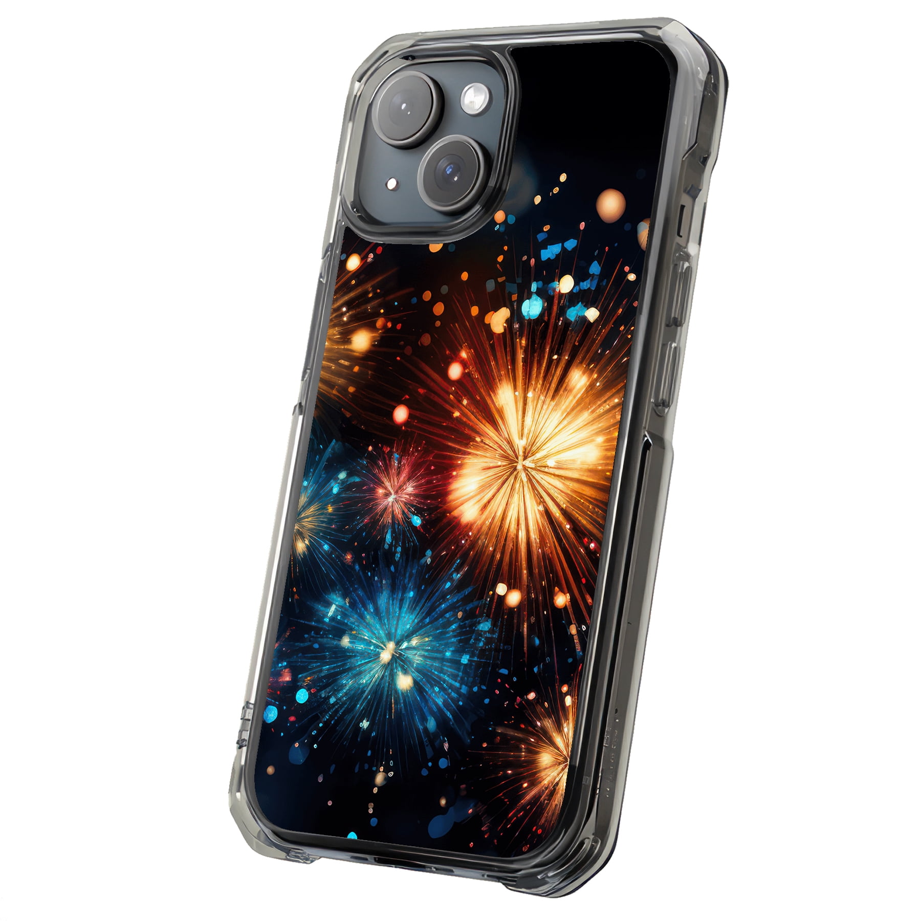 For Apple iPhone 15 Pro, MagSafe Rugged Case, Fireworks Spectacle Print ...