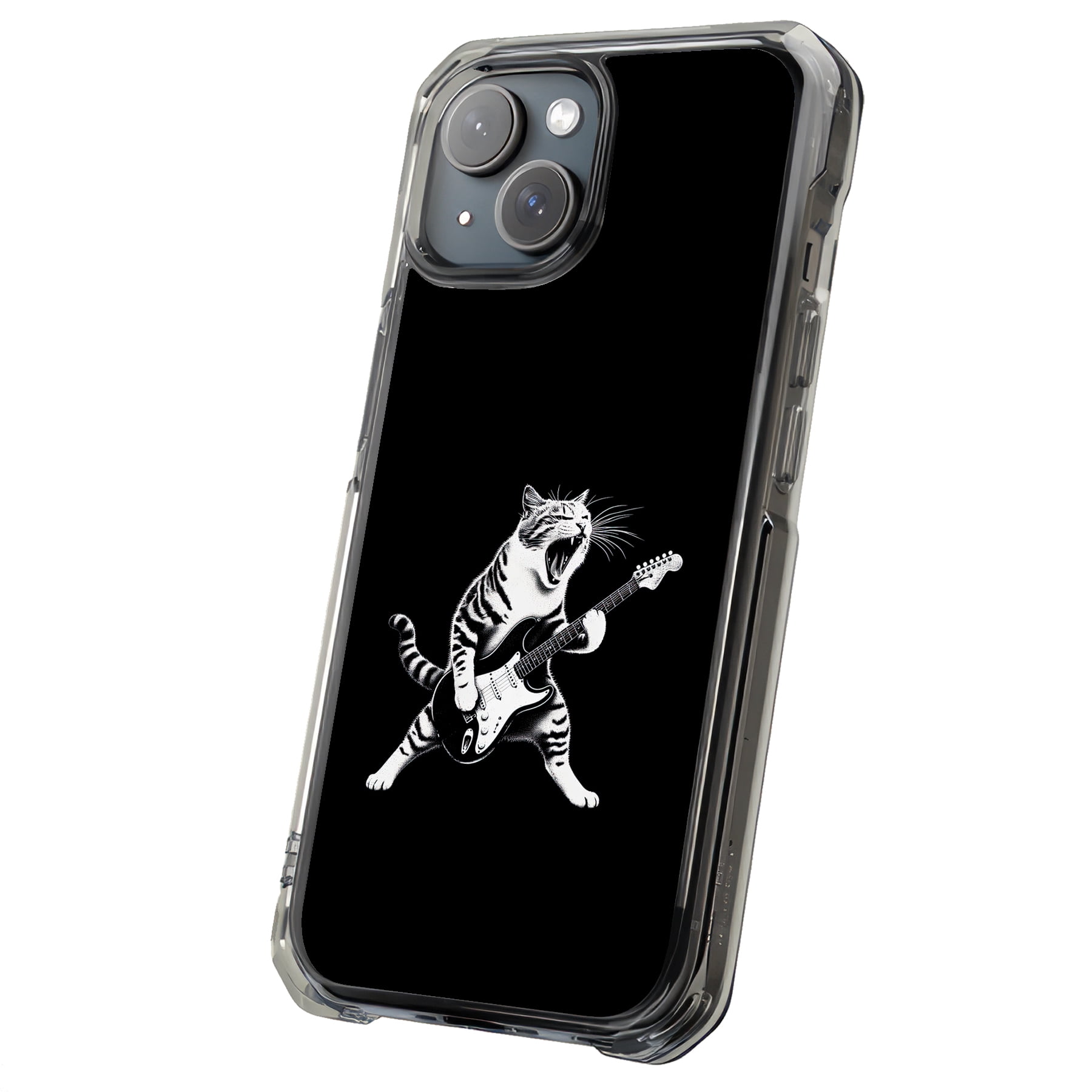 For Apple iPhone 15 Pro Max, MagSafe Rugged Case, Cat Rock Roll 1 Print ...