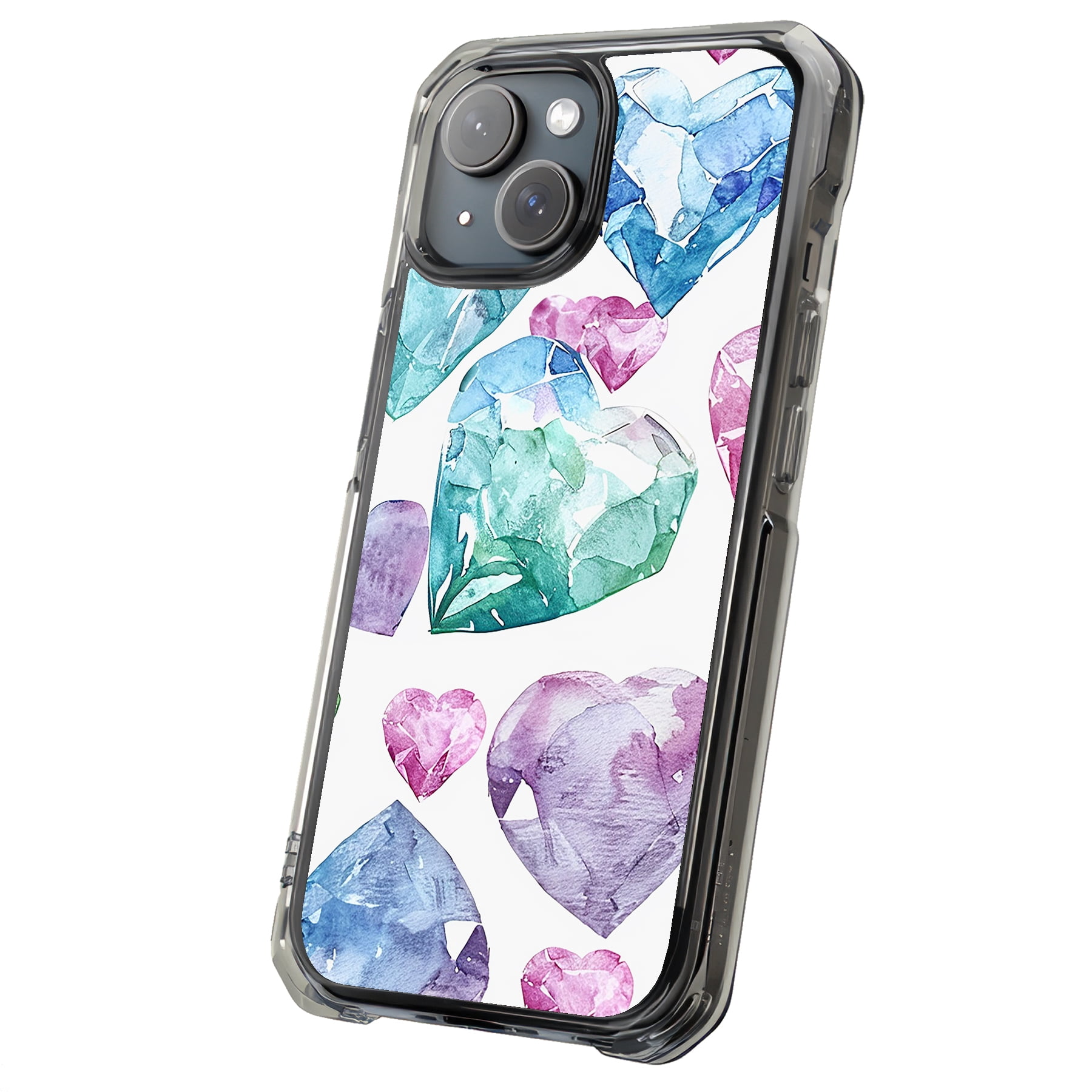 For Apple iPhone 15 Pro Max, MagSafe Rugged Case, Heart Diamond 1 Print ...