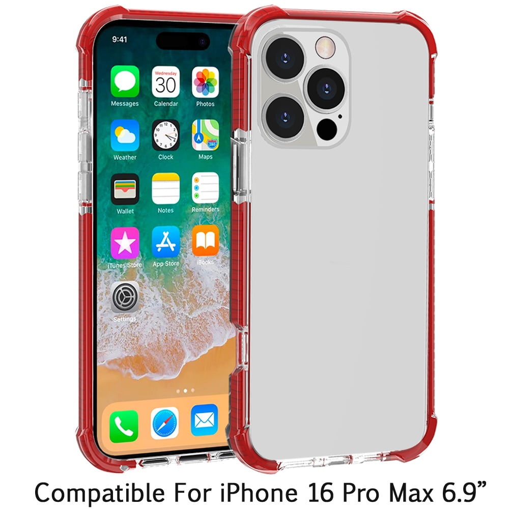 Apple iPhone 16 Pro Max (6.9") Hybrid Transparent Acrylic Rubber Gummy ...