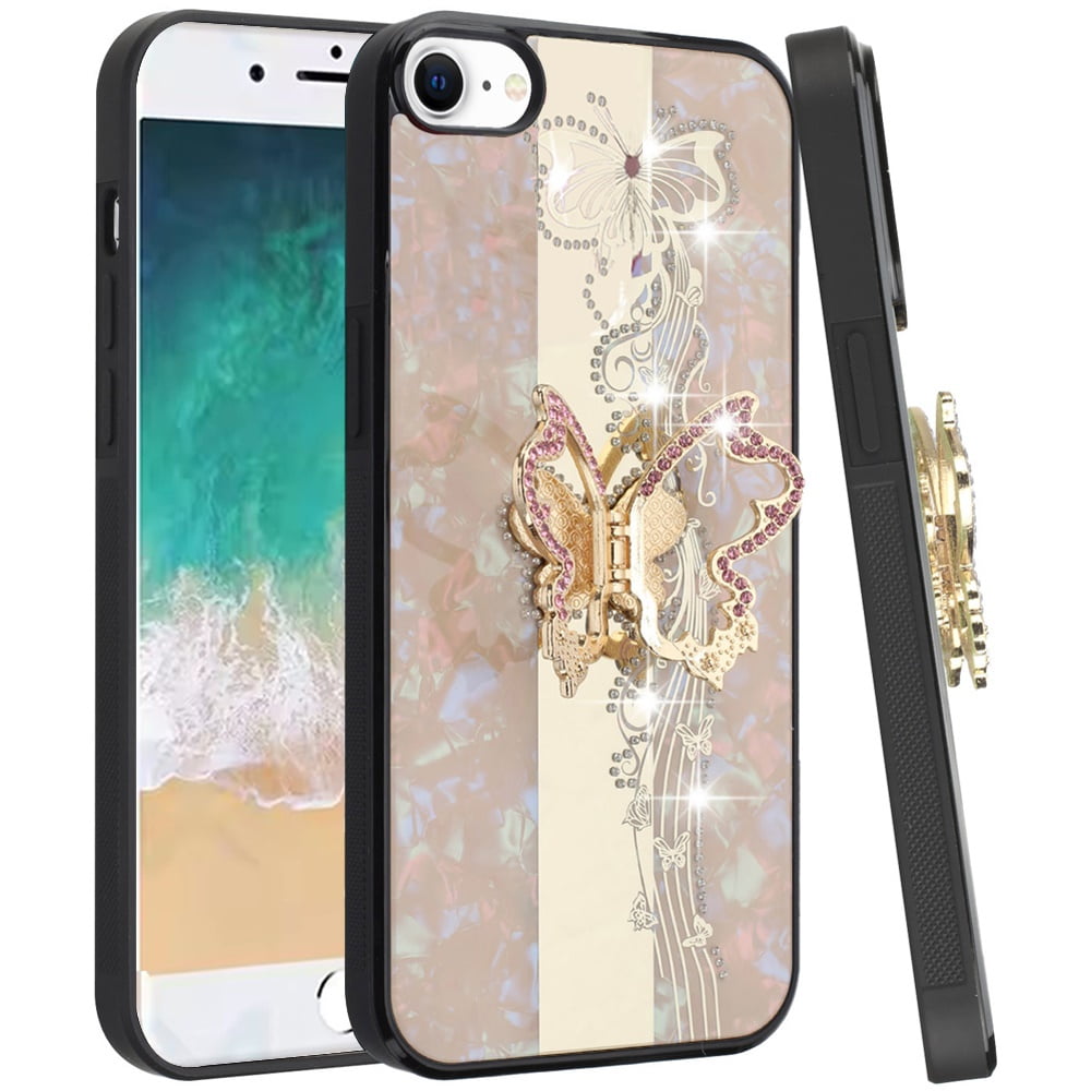 For Apple iPhone 16e Case, Diamonds 3D Butterfly Bling Sparkly Glitter ...