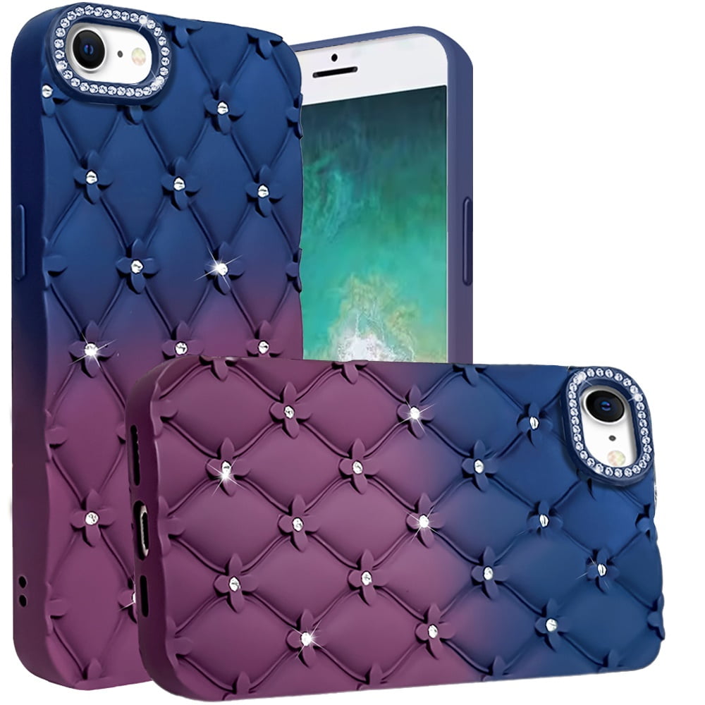 For Apple iPhone 16e Case, Fashion Flower Design Sparkle Glitter ...