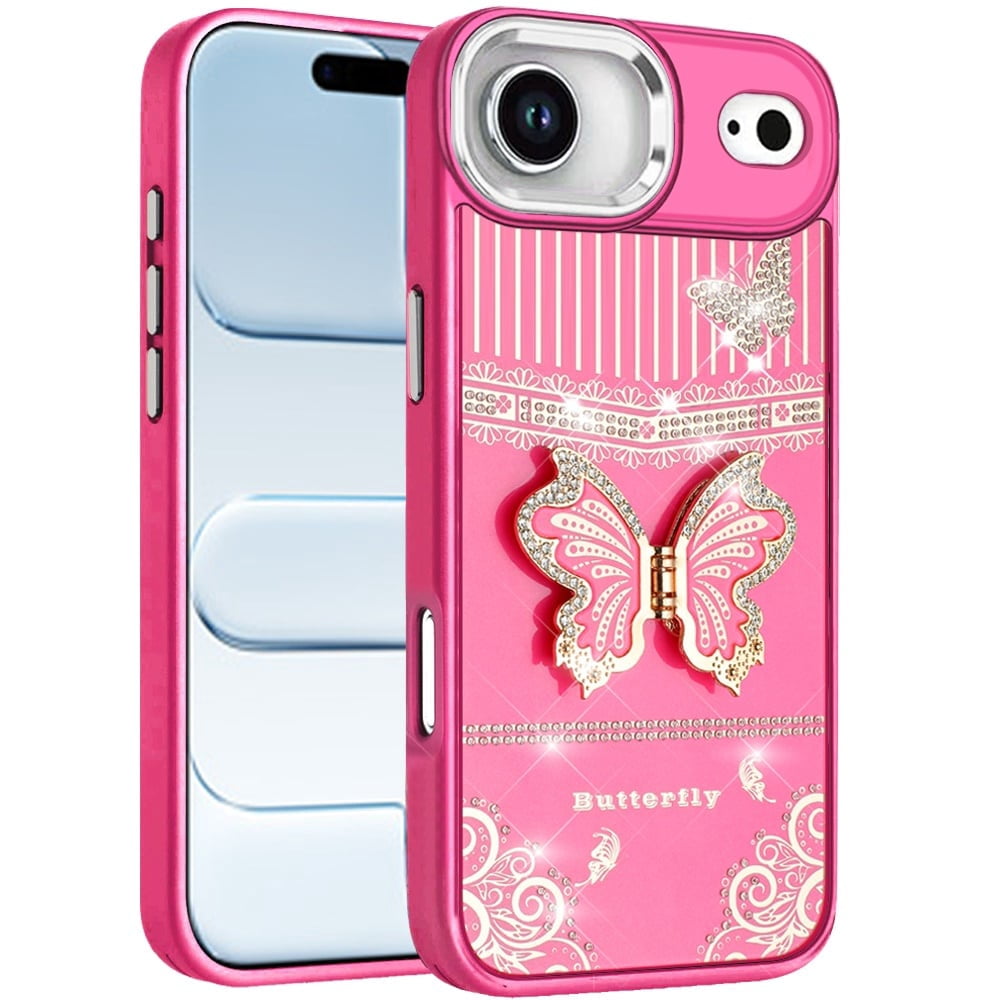 For Apple iPhone 17 Air (6.6") Phone Case, Glitter 3D Butterfly Design ...