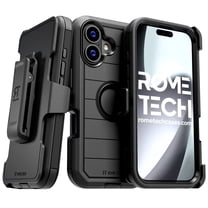 Rome Tech iPhone 16 Case, Black, Kickstand, Belt Clip Holster, Defender ...