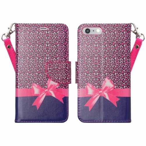 Apple iPhone 7 Plus Case, Wrist Strap Pu Leather Magnetic Flip Fold ...