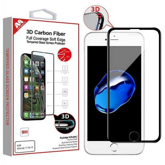 Apple iPhone 8, iPhone 7, iPhone 6s /6 Screen Protector 3D Carbon Fiber ...